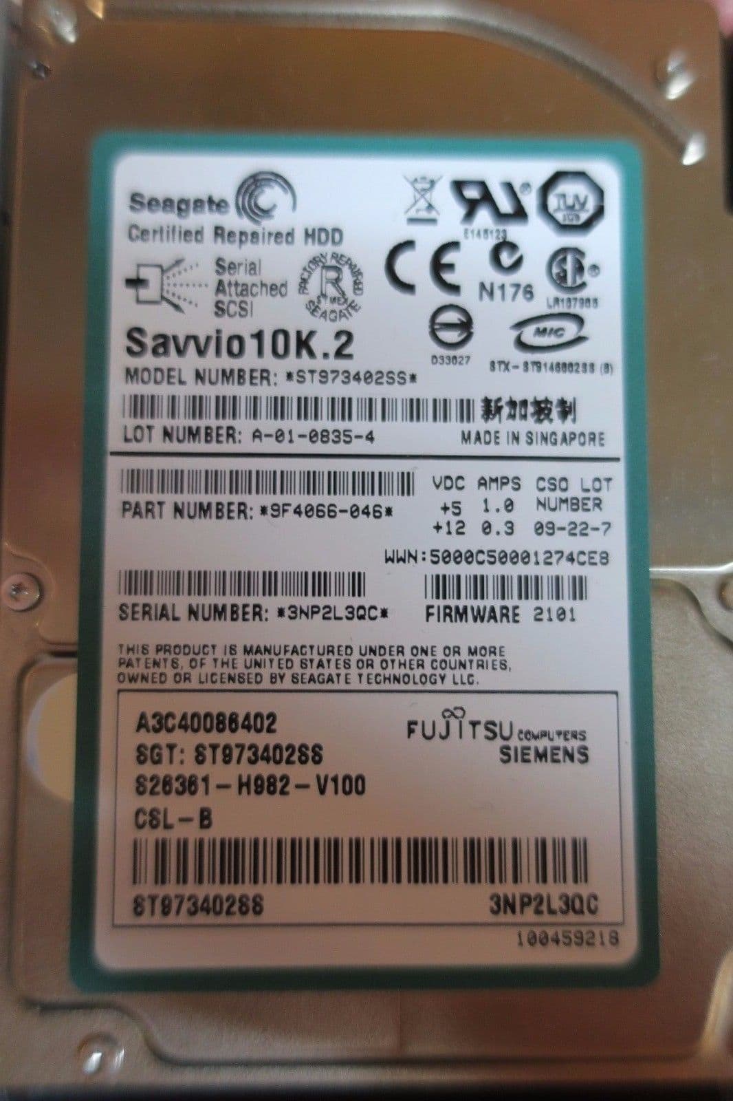 Fujitsu S26361-H982-V100 - 2 5" 73GB 10K SAS Hard Drive HDD A3C40086402