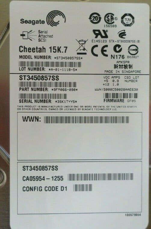 Fujitsu Seagate ST3450857SS 450GB 15K 7 100579864 CA05954-1255 FW GF05