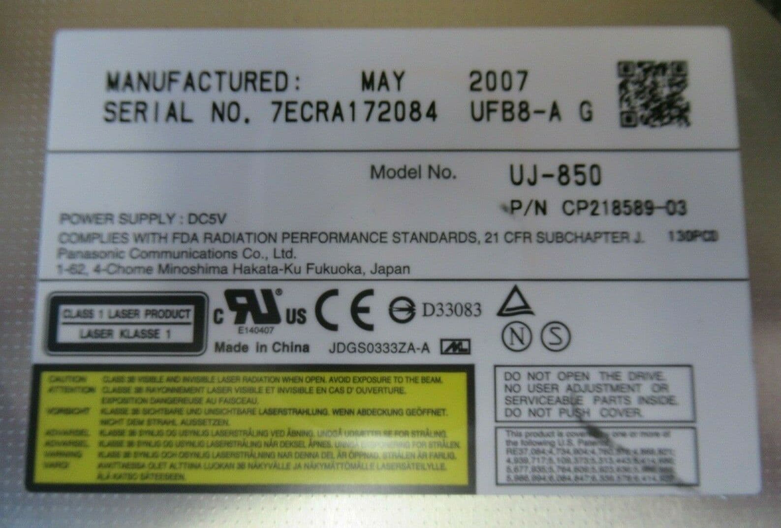 Fujitsu UJ850 FPCDLD40B CP280402 Double-layer Super-Multi DVD-RW ...