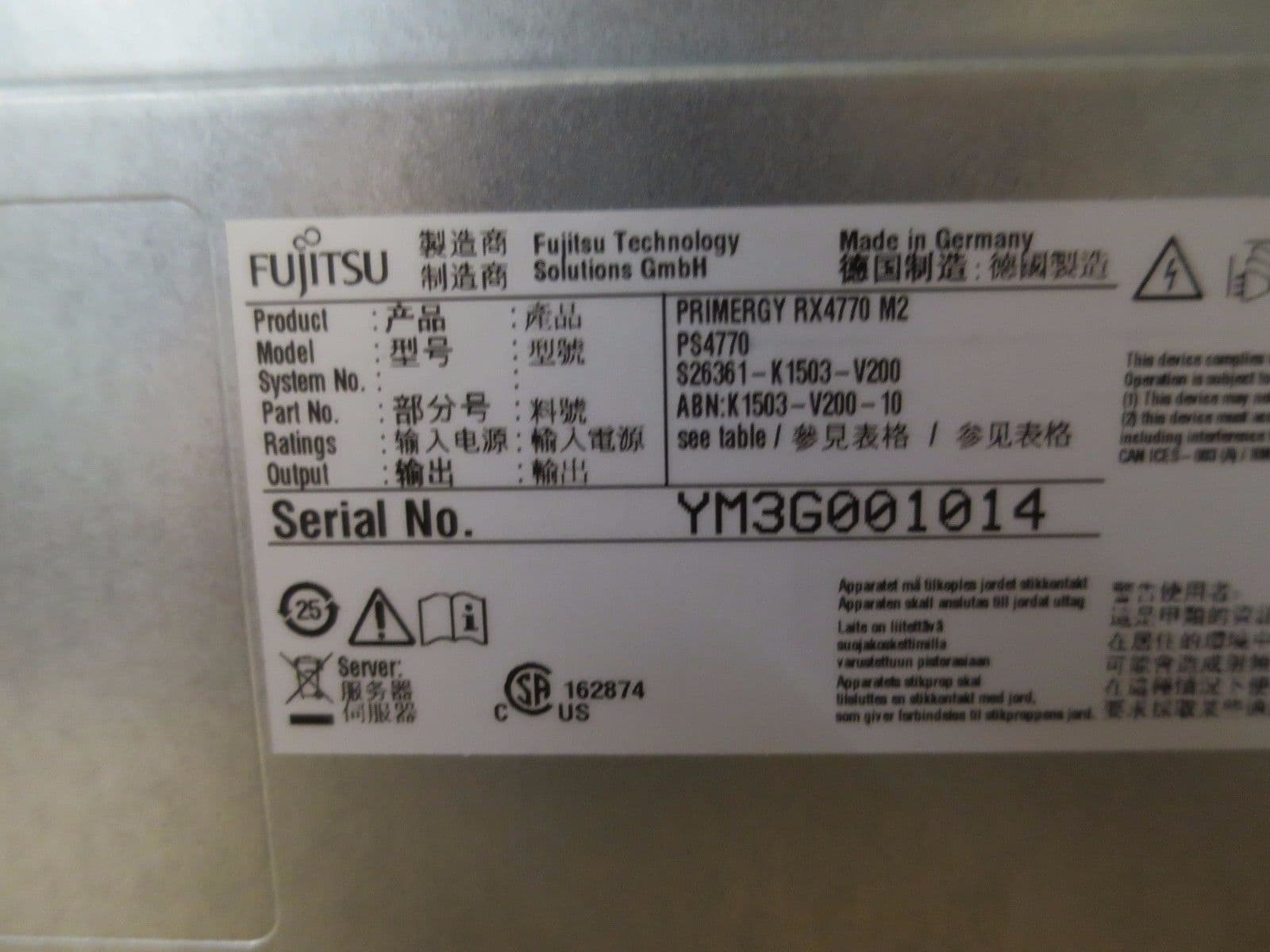 Fujtisu Primergy RX4770 M2 0M 0CPU CTO Rack Server S26361-K1503-V200