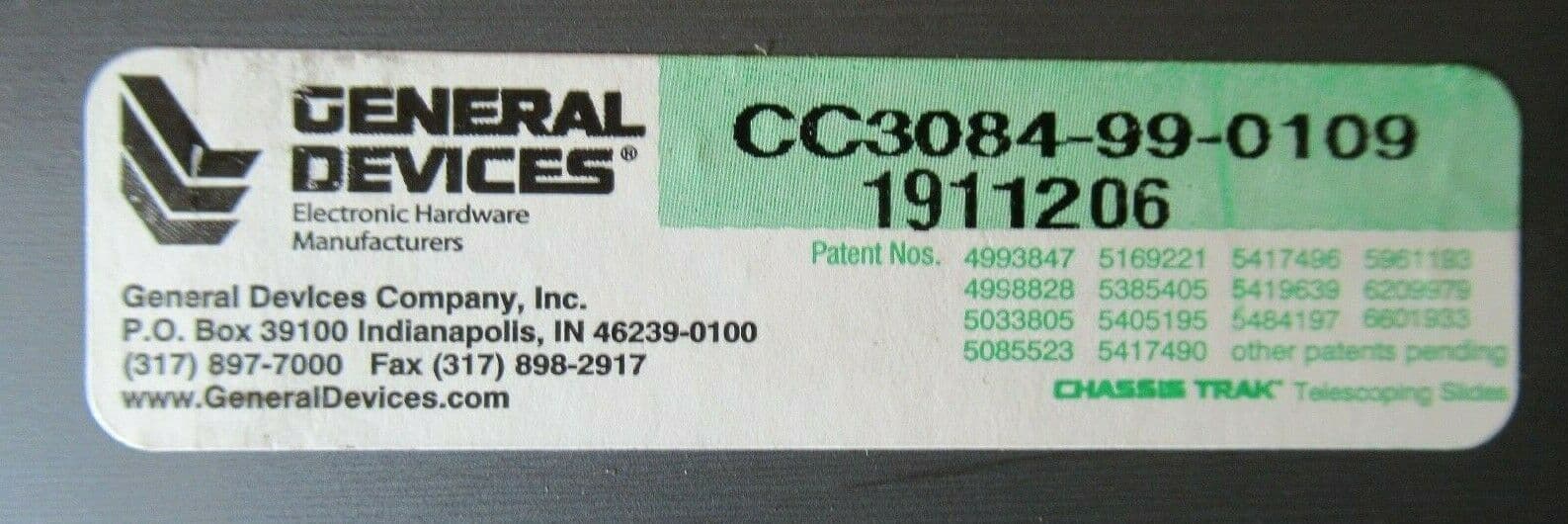 General Devices CC3084-99-0109 T8 Server Left And Right Rack Mount ...