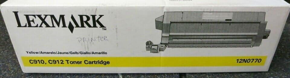 Genuine Lexmark 12N0770 Yellow Toner Cartridge - C910 / C912 NEW SEALED
