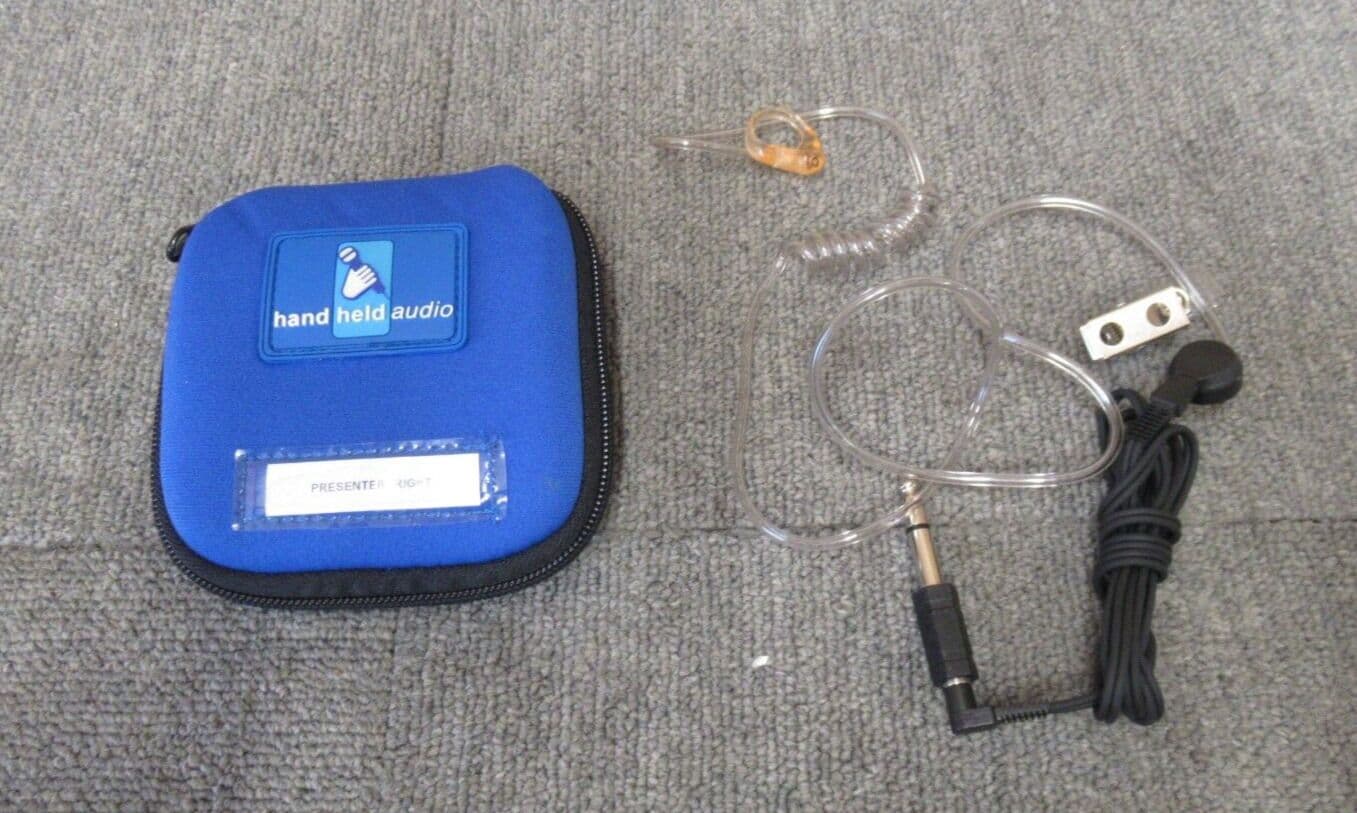 Hand Held Audio Universal-Fit Presenter Earpiece And Blue Zip Case