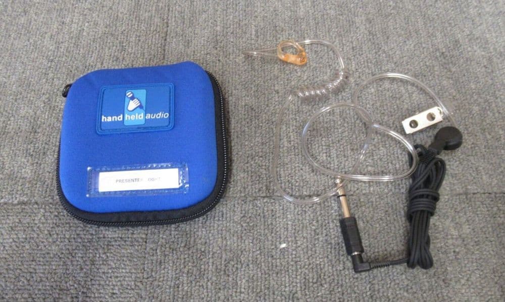 Hand Held Audio Universal-Fit Presenter Earpiece And Blue Zip Case