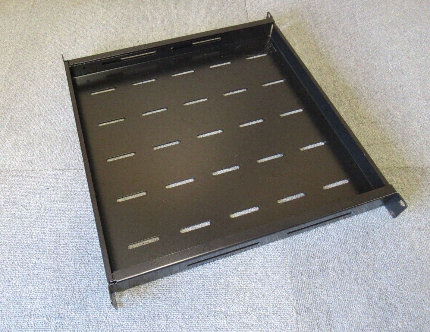 Heavy Duty Adjustable Rack Mount Shelf 2 part 1U 19" Black 430mm To ...