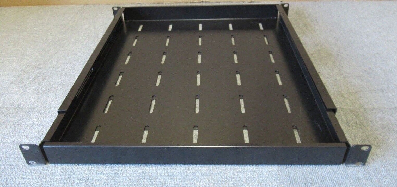 Heavy Duty Adjustable Rack Mount Shelf 2 part 1U 19" Black 430mm To ...