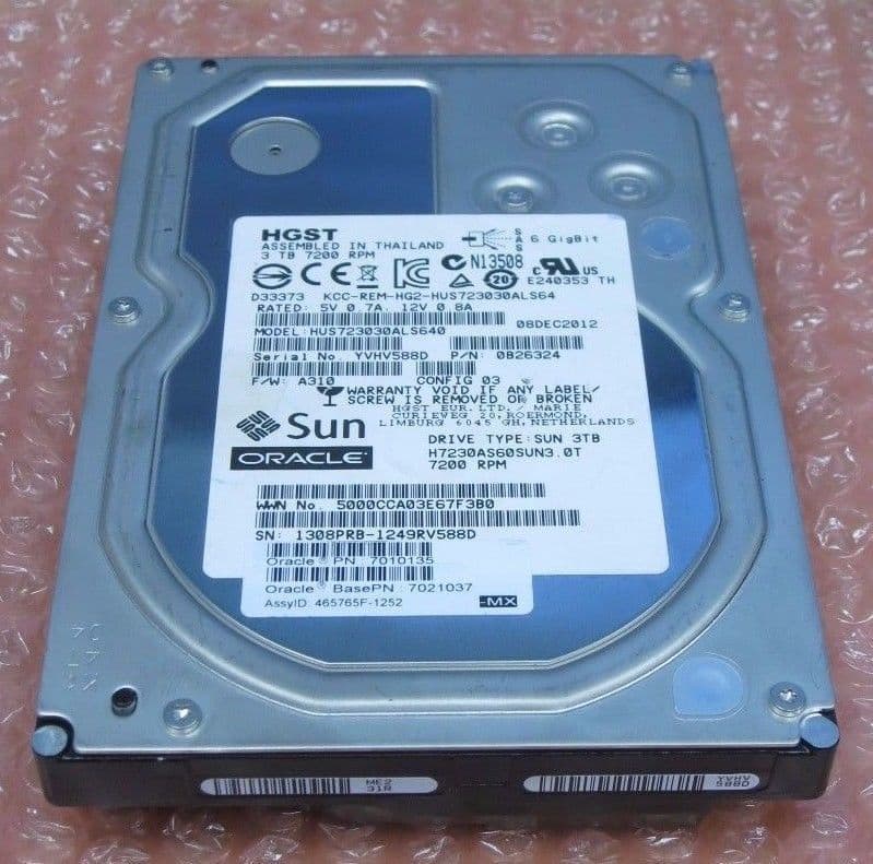 HGST 3TB 7 2K SAS 3 5" HUS723030ALS640 0B26324 6Gb/s FW A310 Hard Drive HDD
