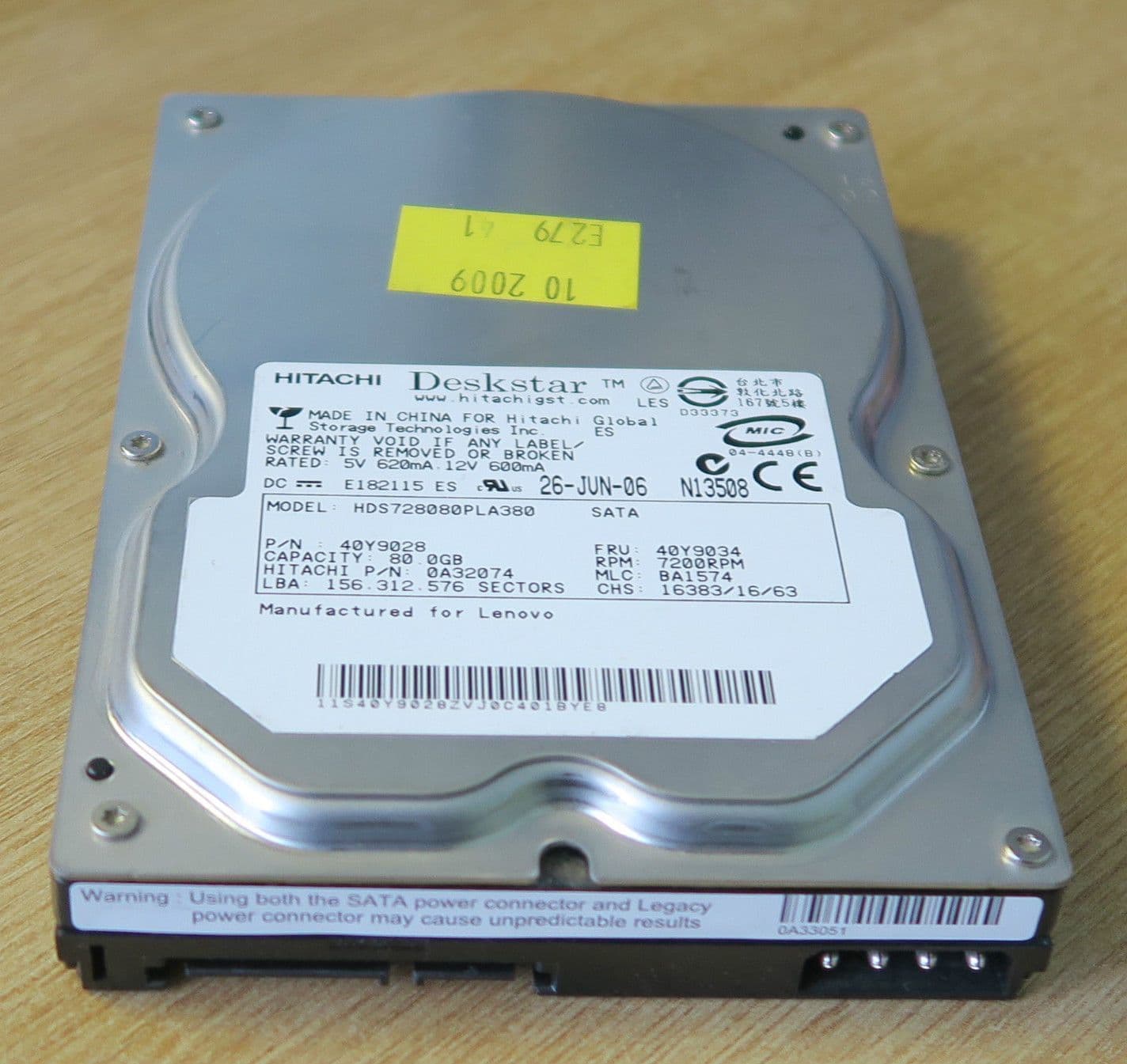 Hitachi Deskstar HDS7280080PLA380 - 3 5" 80GB 7 2KHard Drive HDD - 0A32074