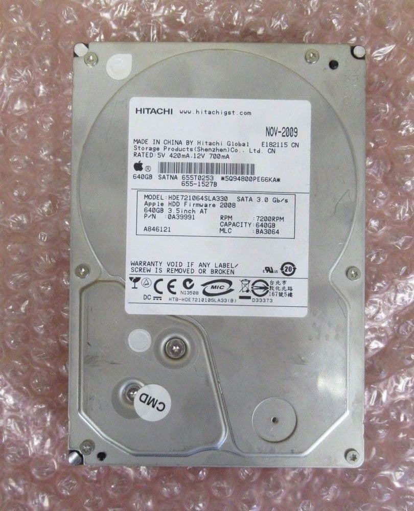Hitachi HDE721064SLA330 0A39991 640GB 3 5 HDD SATA Apple 655-1527B