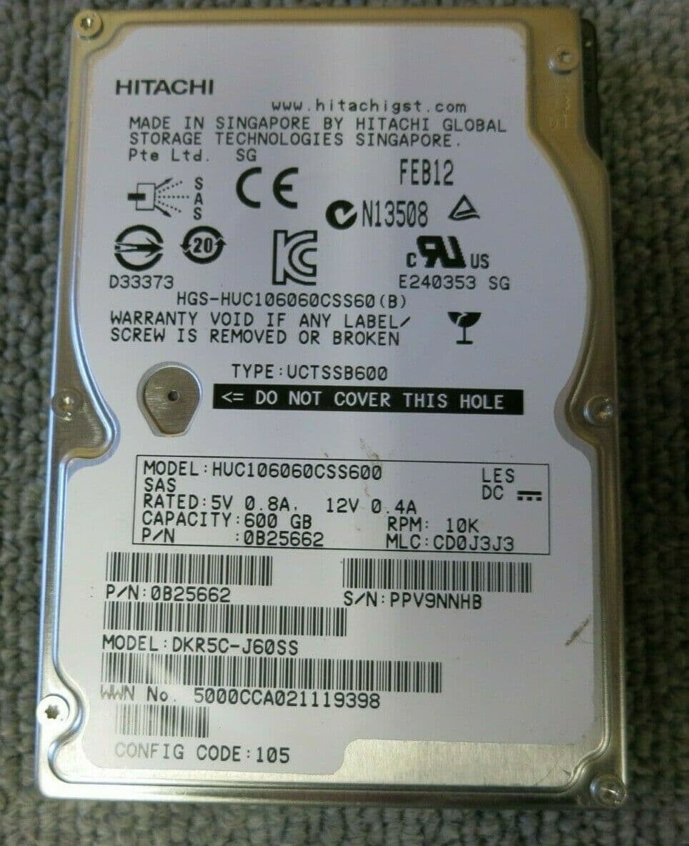 Hitachi HUC106060CSS600 600GB 10000RPM 64MB 2 5" SAS Internal Hard Drive