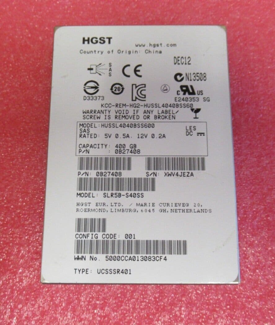 Hitachi HUSSL4040BSS600 0B27408 400GB 2 5" SAS SSD Solid State Drive