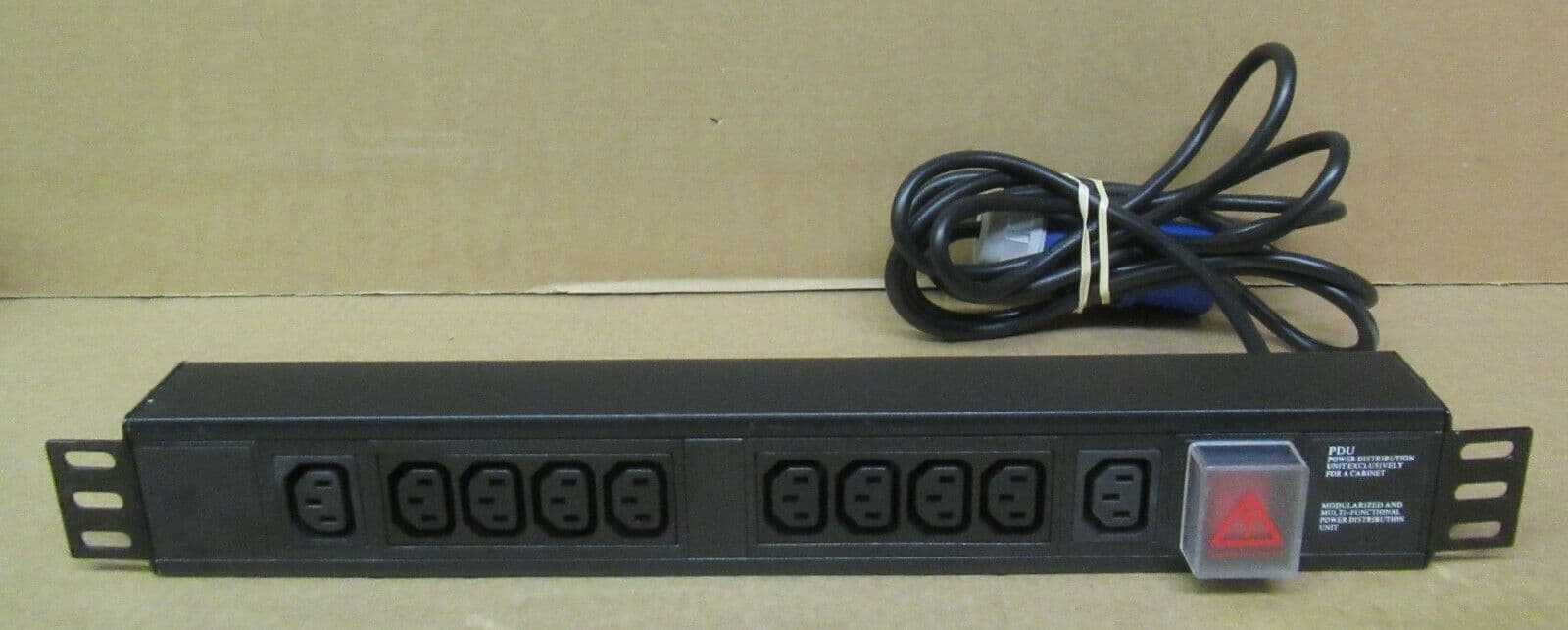 Horizontal 19" 1 5U 10x IEC C13 Slots 3250W 13A PDU 3m Cable HIEC/10 13A