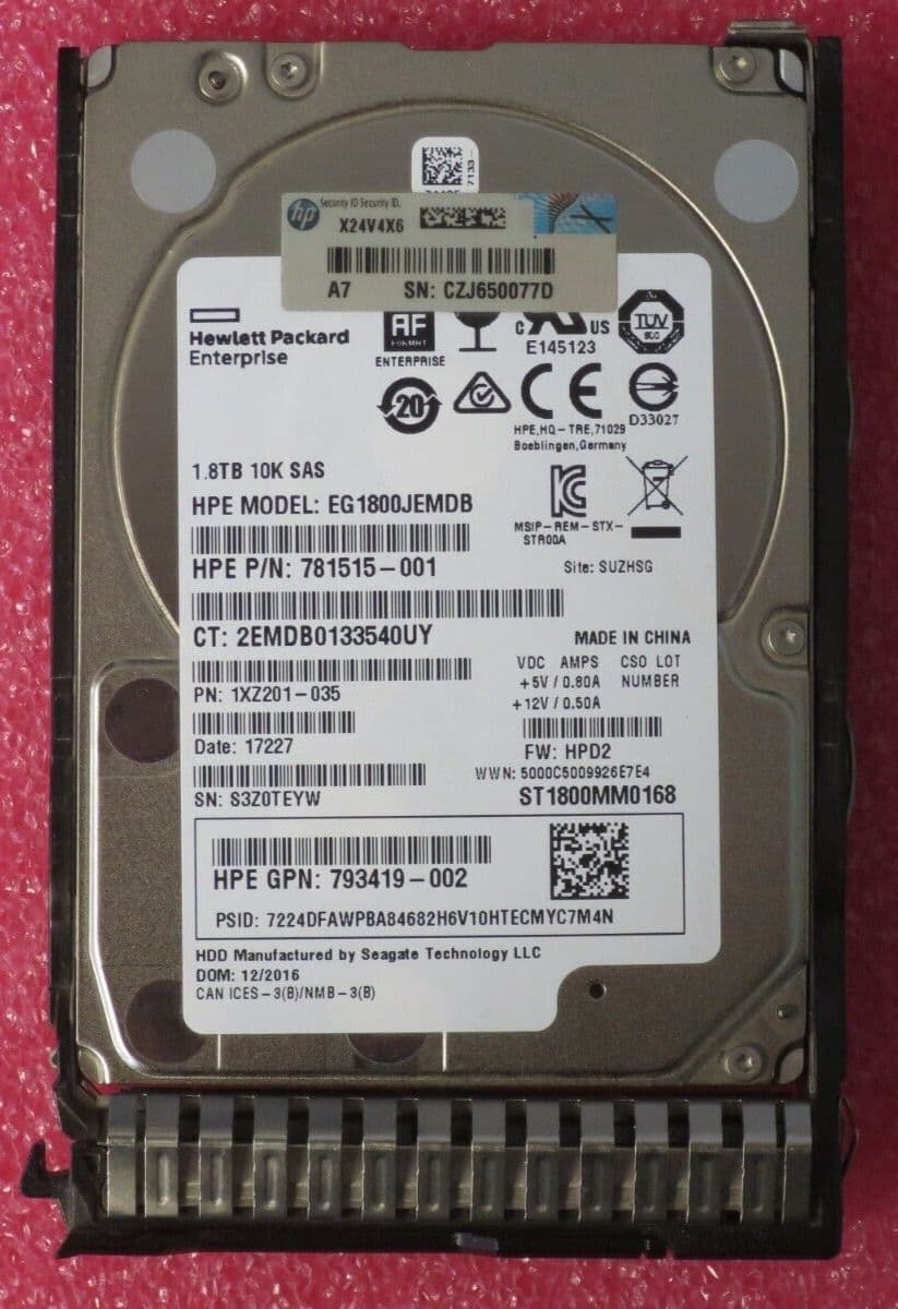 HP 1 8TB 10K 12Gb/s SAS 2 5" Hot-Plug SFF Hard Drive HDD 791055-001 ...