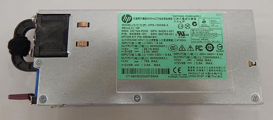 HP 1200W Common Slot Platinum Plus Hot Plug Power Supply 656364-B21 ...