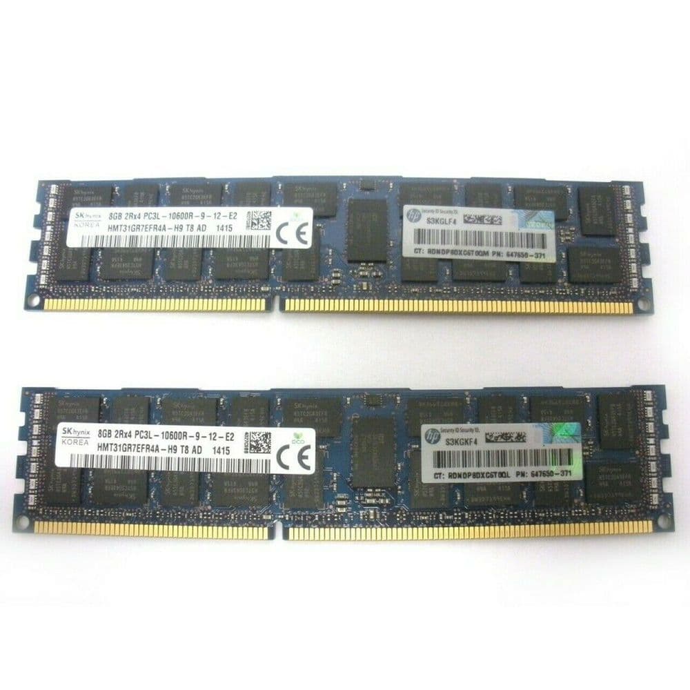 HP 16GB 2x 8GB DDR3 2Rx4 PC3L-10600R Server Ram Memory Kit AM387A ...