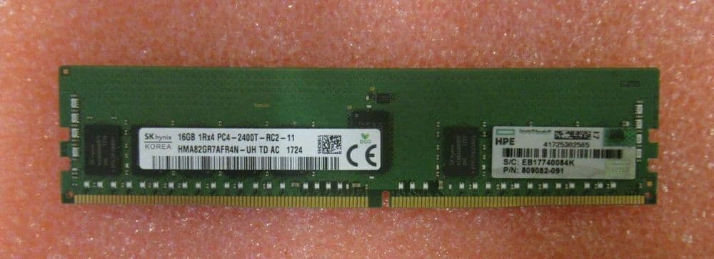 HP 16GB DDR4 PC4-2400T ECC REG Server Memory Module 805349-B21 819411-001