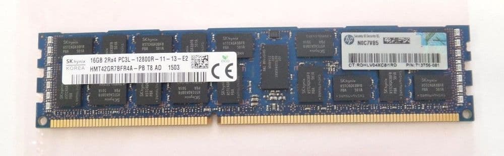 HP 16GB PC3L-12800R DDR3-1600 Memory 713985-B21 715284-001 713756-081