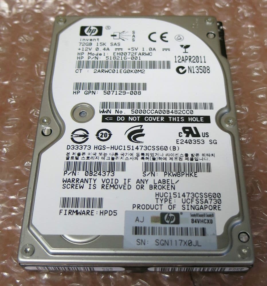 HP 2 5" SAS 15K 72GB SFF 6Gbps Dual Port DP Hot-Plug Hard Drive HDD ...