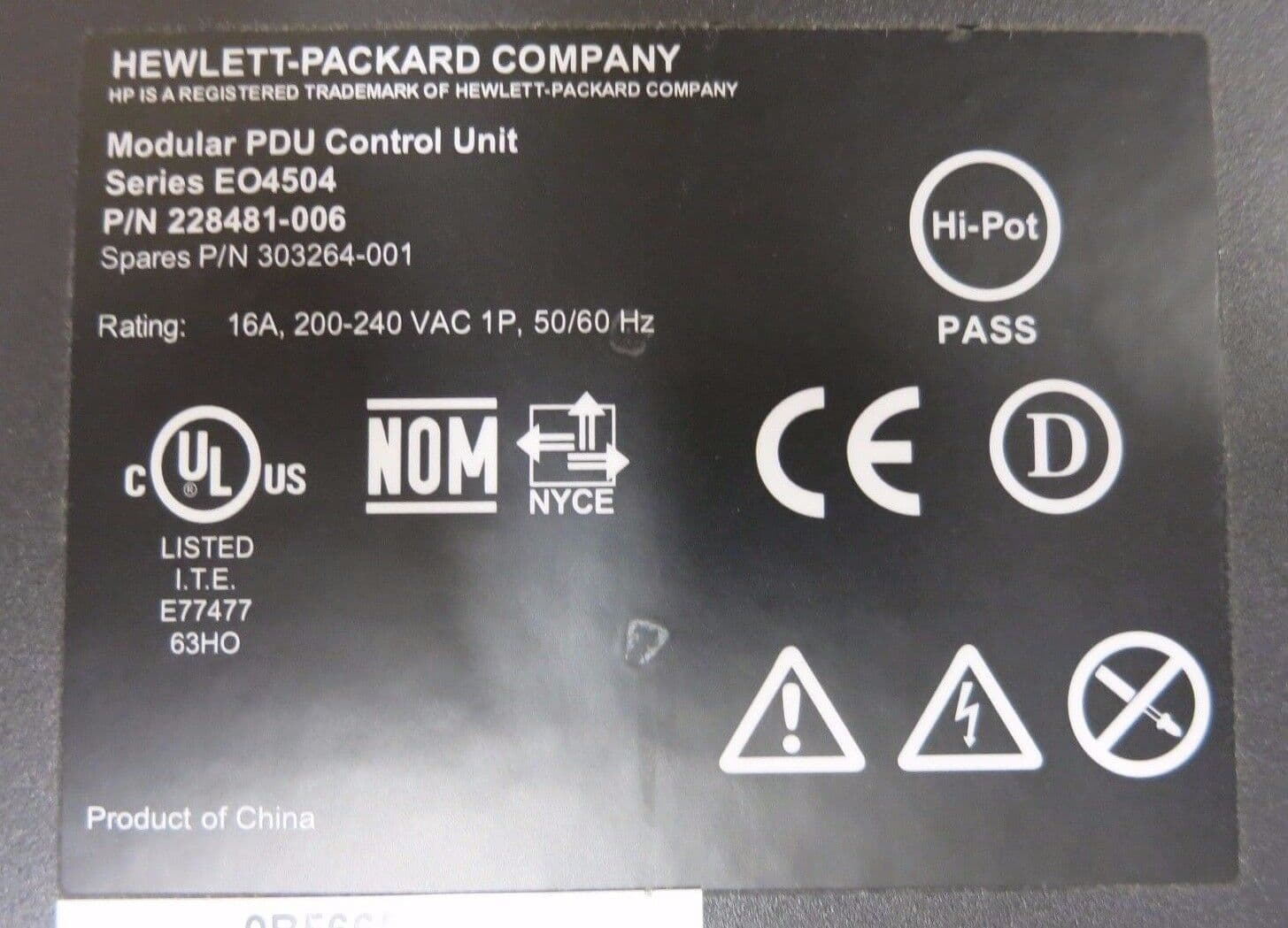 HP 228481-006 303264-001 Modular PDU Control Unit Series EO4504 16A InLet