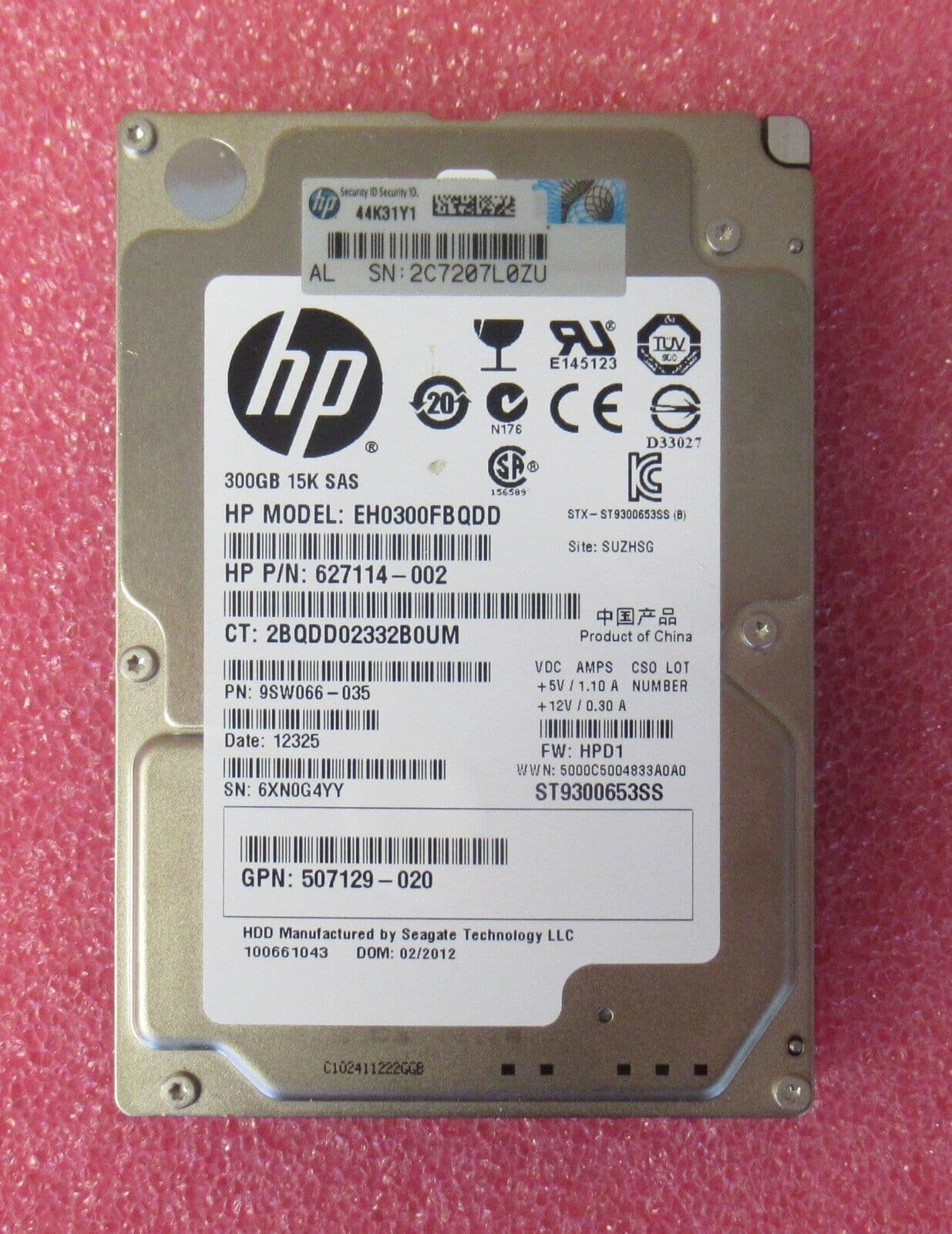 HP 300GB 15K SAS 2 5" 6Gb/s Enterprise Hot Plug Hard Drive HDD - 507129-020