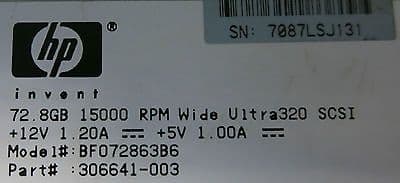 HP 306641-003 72 8GB 15000 RPM Wide Ultra320 SCSI HDD With Caddy ...