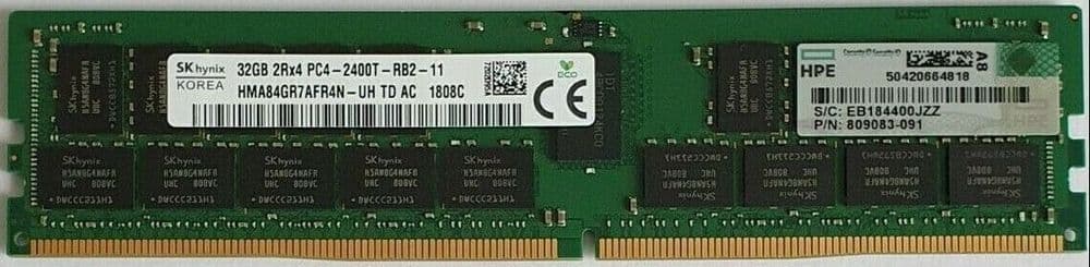 HP 32GB 1x32GB SDRAM PC4-2400T-R ECC Memory 805351-B21 819412-001 809083-091