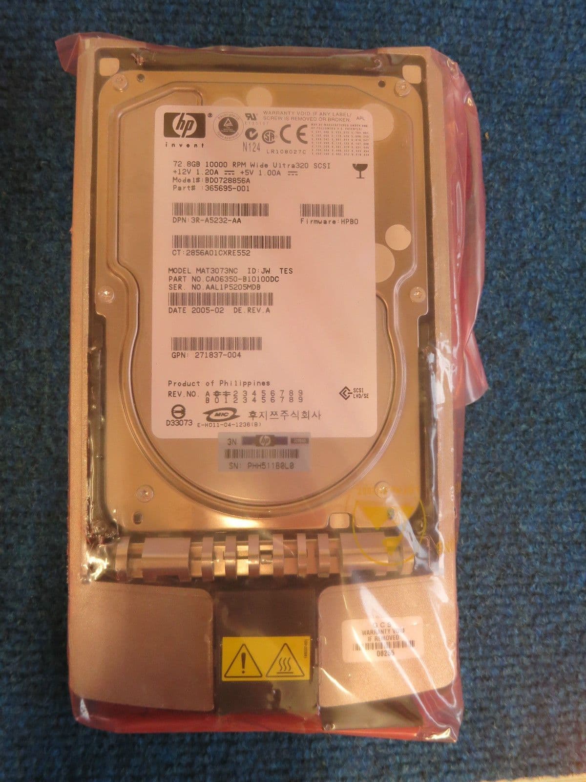 HP 365695-001 BD0728856A 72 8GB Ultra320 3 5-inch SCSI Hot-Plug 10K ...
