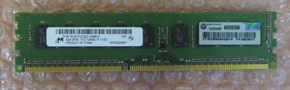 HP 4GB PC3-12800 2RX8 DDR3 1600Mhz Server Memory 669238-071 669322-B21