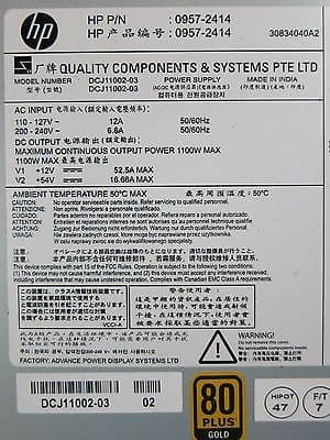 HP 5400R 1100W 900W PoE Power Supply J9829A For 5412R zl2 / 5406R zl2