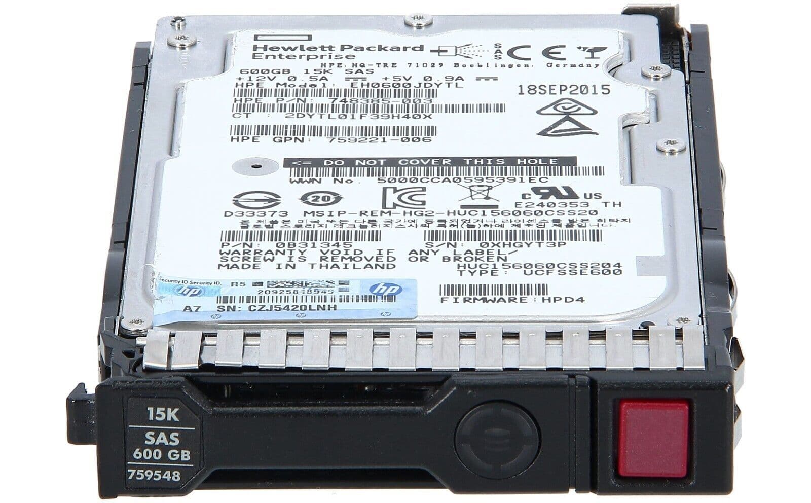 HP 600GB 2 5& x22; SAS 12GB/s 15K Server HDD Hard Drive G8 G9 759212 ...