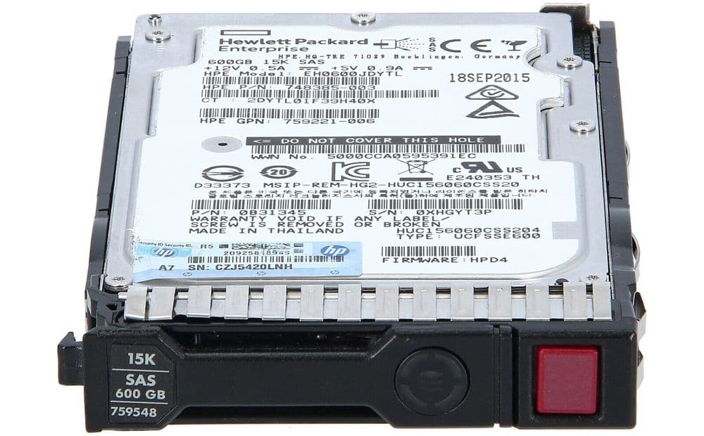 HP 600GB 2 5& x22; SAS 12GB/s 15K Server HDD Hard Drive G8 G9 759212 ...