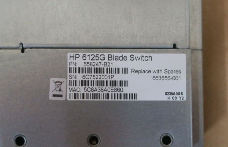 HP 6125G Blade Switch 4x 1Gb RJ-45 2x 1Gb SFP 2x 1/10Gb SFP 663656-001