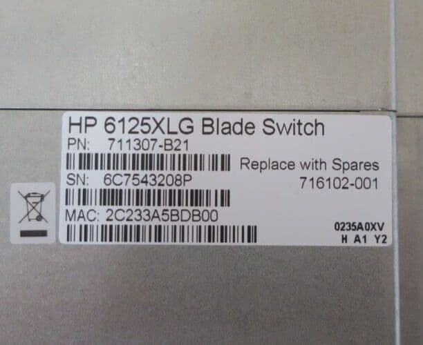 HP 6125XLG Blade Switch 4x 40Gb QSFP 8x 10Gb SFP Port 716102-001 711307-B21