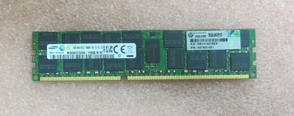 HP 647901-B21 647653-081 16GB 1X16GB 2RX4 PC3L-10600R MEMORY
