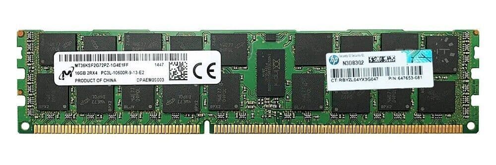 HP 647901-B21 647653-081 16GB 2RX4 PC3L-10600R MEMORY MT36KSF2G72PZ ...