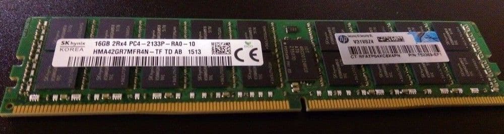HP 726719-B21 16GB 2Rx4 PC4-2133P PC4-17000 DDR4 REG ECC Server RAM ...