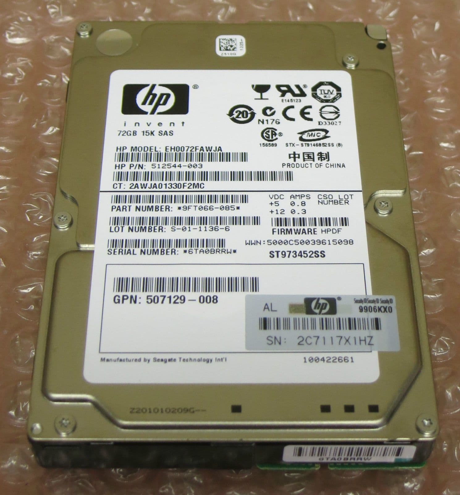 HP 72GB SAS 2 5 SFF DP 15K 6G HDD 512544-003 512545-B21 512743-001 No Caddy
