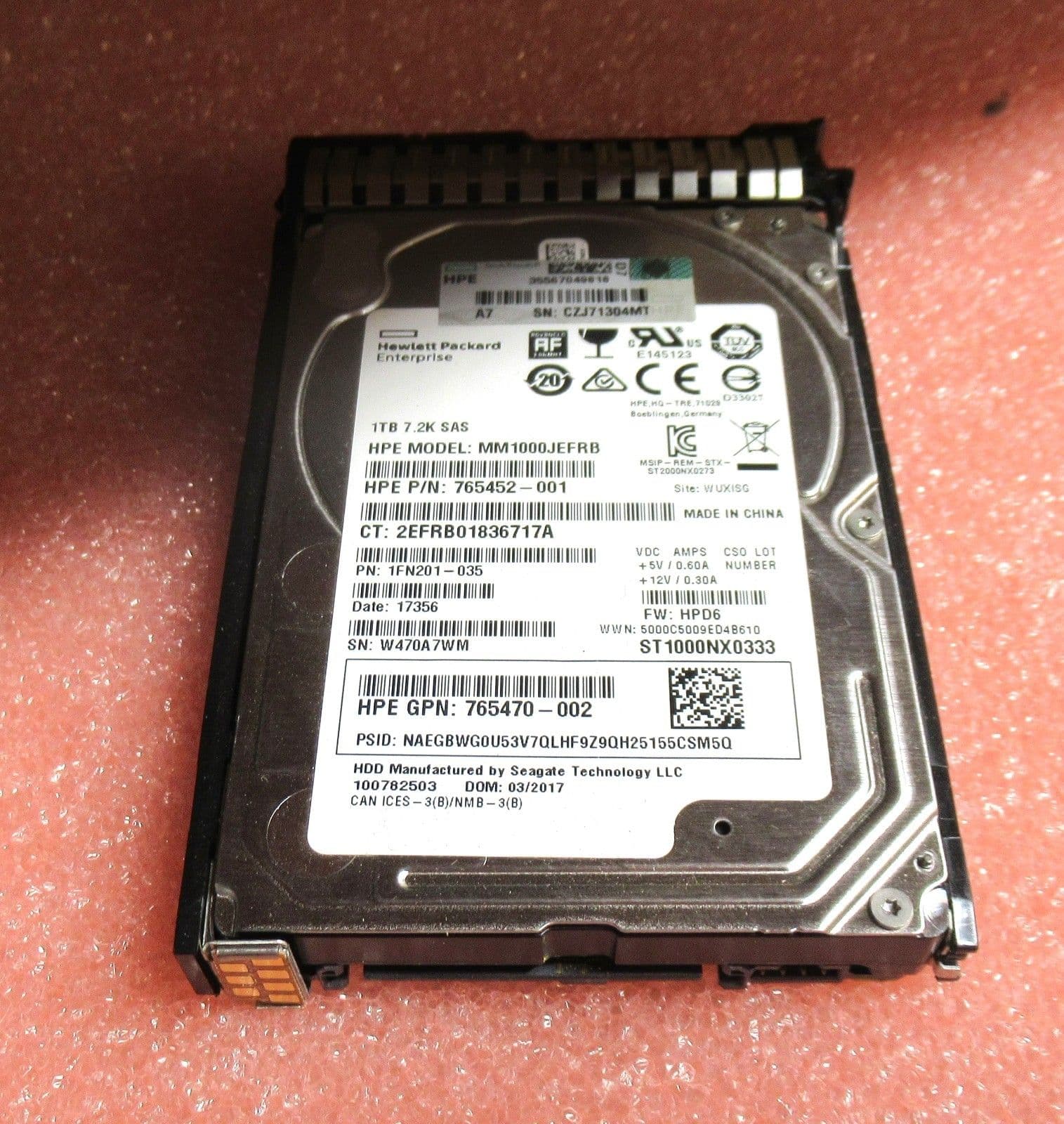 HP 765872-001 765464-B21 1TB 7 2k 12G hot plug ProLiant HDD hard drive