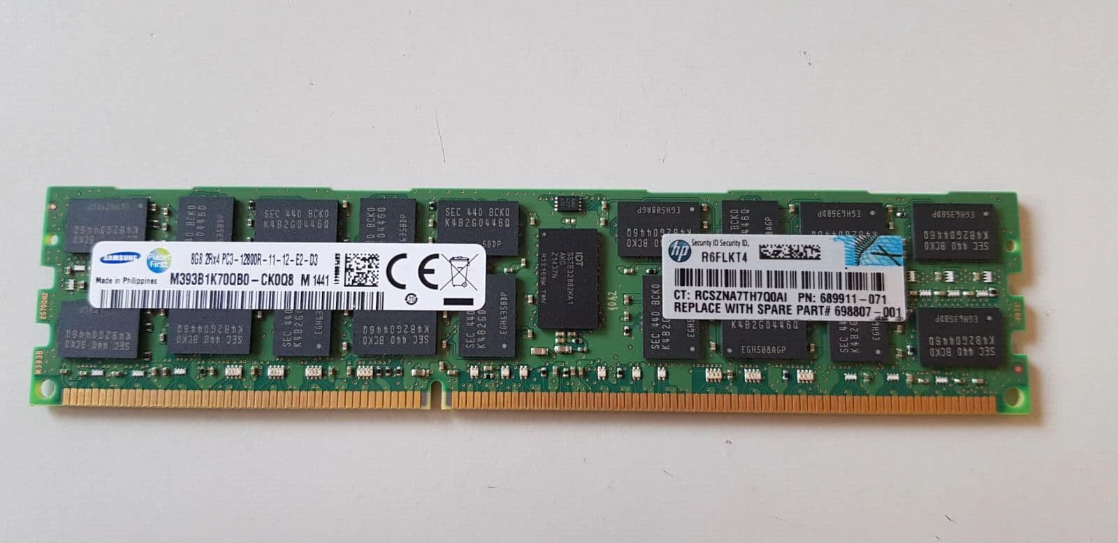 HP 8GB 2RX4 PC3-12800R MEMORY M393B1K70QB0-CK0Q8 690802-B21 689911-071