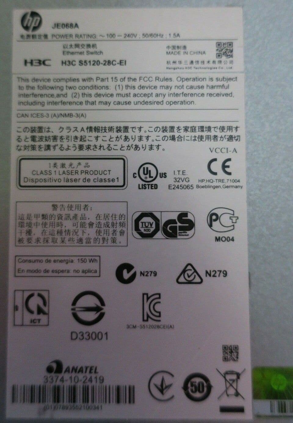 HP A5120-24G EI 24x 10/100/1000 4x Shared SFP Port L4 Gigabit Switch JE068A