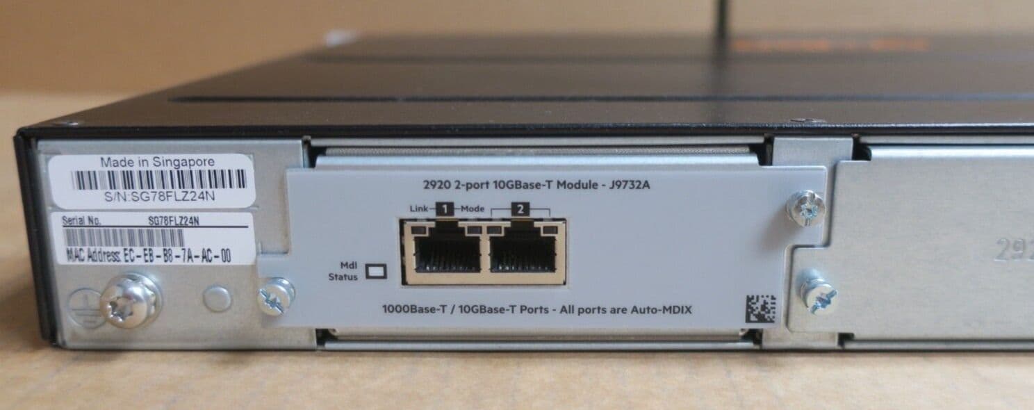 HP Aruba 2920-48G PoE Switch 44x 1Gb PoE RJ45 4x Combo SFP/RJ45 J9729A ...