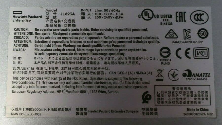 HP Aruba 2930F 12x 1GbE PoE 2x 1Gb Base-T 2x 1Gb/10Gb SFP L3 Switch JL693A