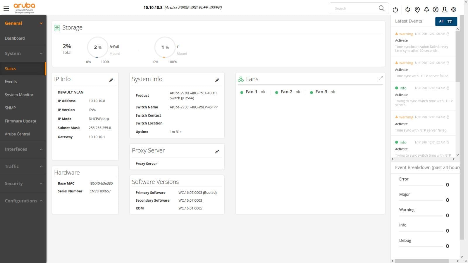 HP Aruba 2930F 48x Gigabit PoE RJ45 4x 1/10GbE SFP Port L3 Switch JL256A