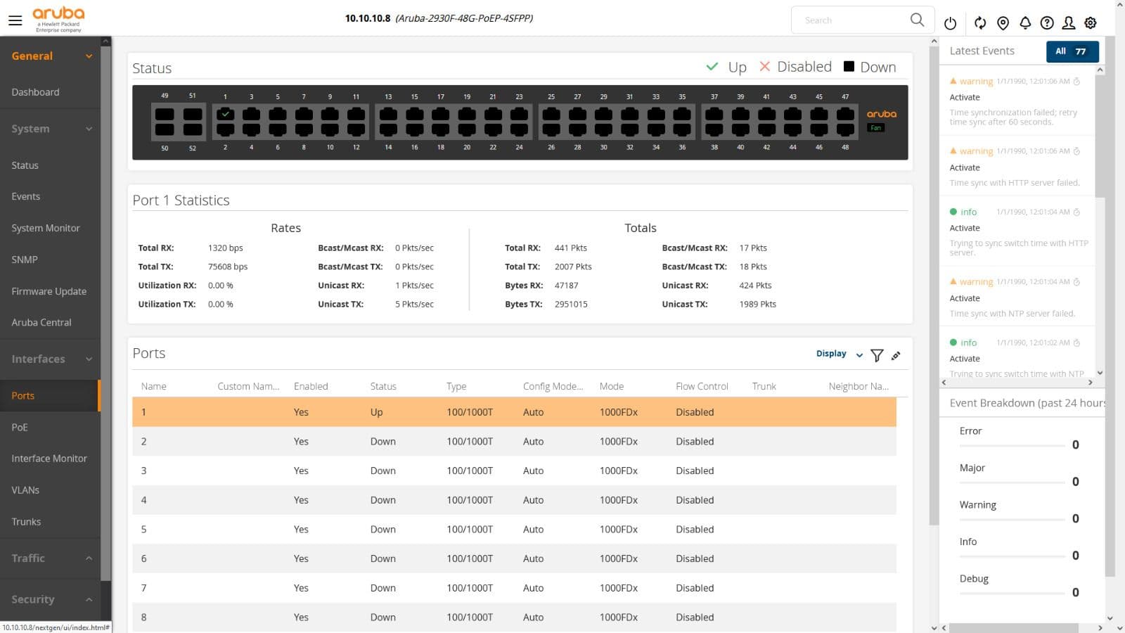 HP Aruba 2930F 48x Gigabit PoE RJ45 4x 1/10GbE SFP Port L3 Switch JL256A