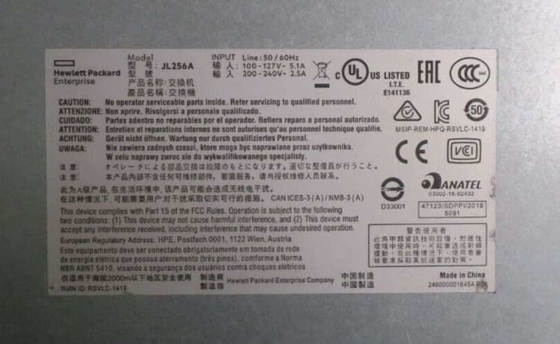 HP Aruba 2930F 48x Gigabit PoE RJ45 4x 1/10GbE SFP Port L3 Switch JL256A