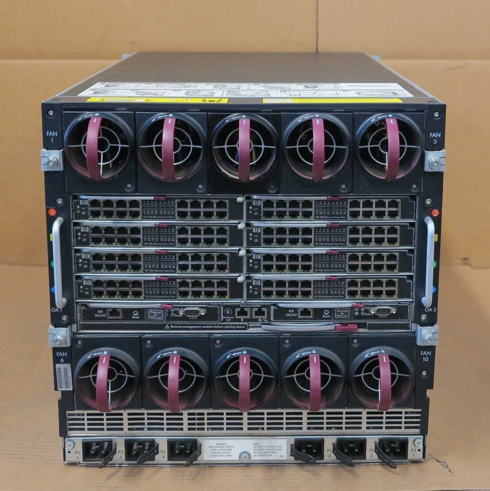 HP Blade System BL C7000 Blade Chassis 10U 6x 2450W 10x Fans 8x 1GbE Module