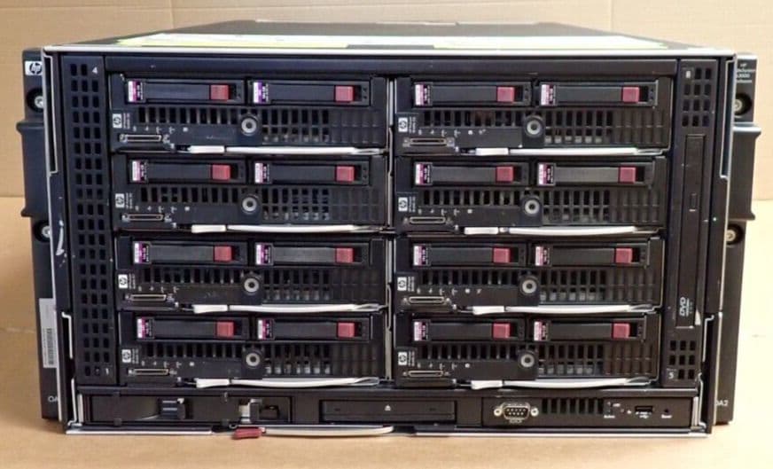 HP BladeSystem BLc3000 8-Slot Chassis 7x BL460c G6 1x BL460c G7 Blade ...