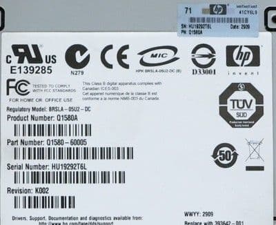 HP DAT160 DAT 160 Internal USB Back Up Tape Drive Q1580A 393642-001 ...