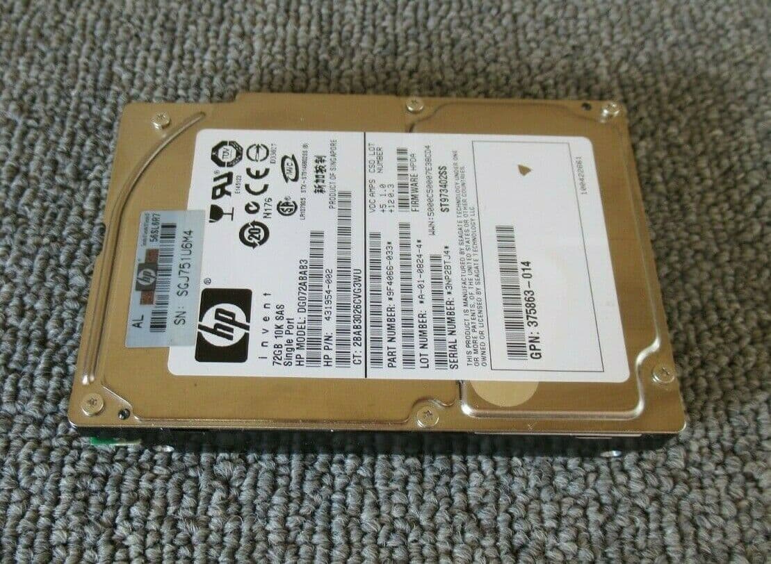 HP DG072ABAB3 431954-002 72GB 10000RPM SAS 3Gbps Hot Swap 2 5" Internal HDD
