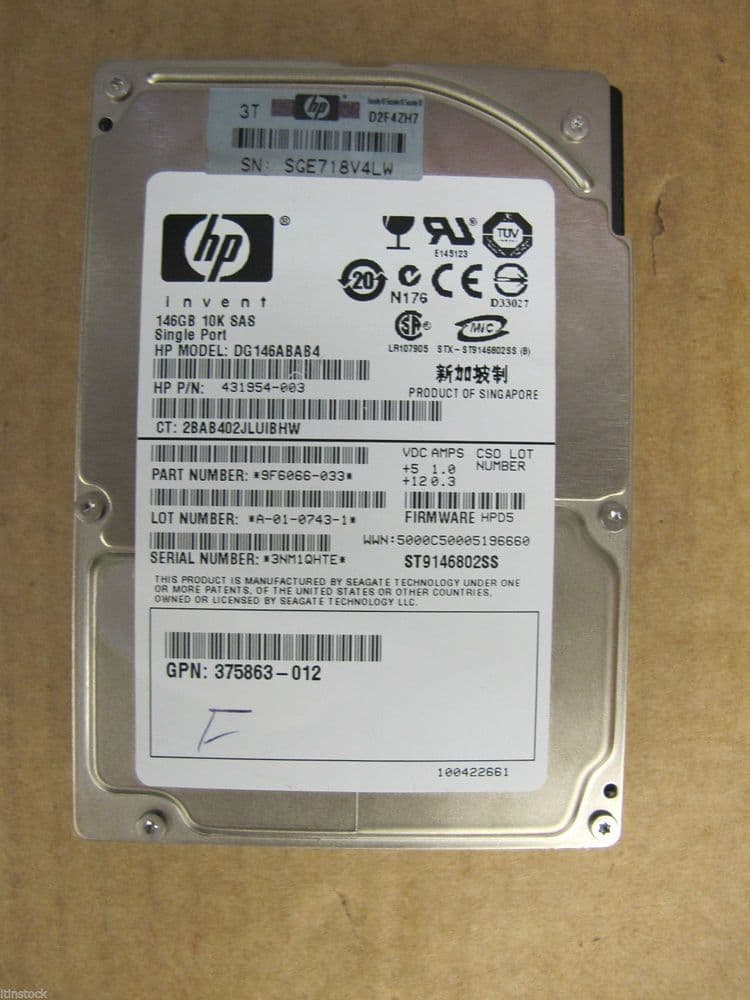 HP DG146ABAB4 146GB 10000 RPM 2 5" SAS Hard Drive HDD 431954-003